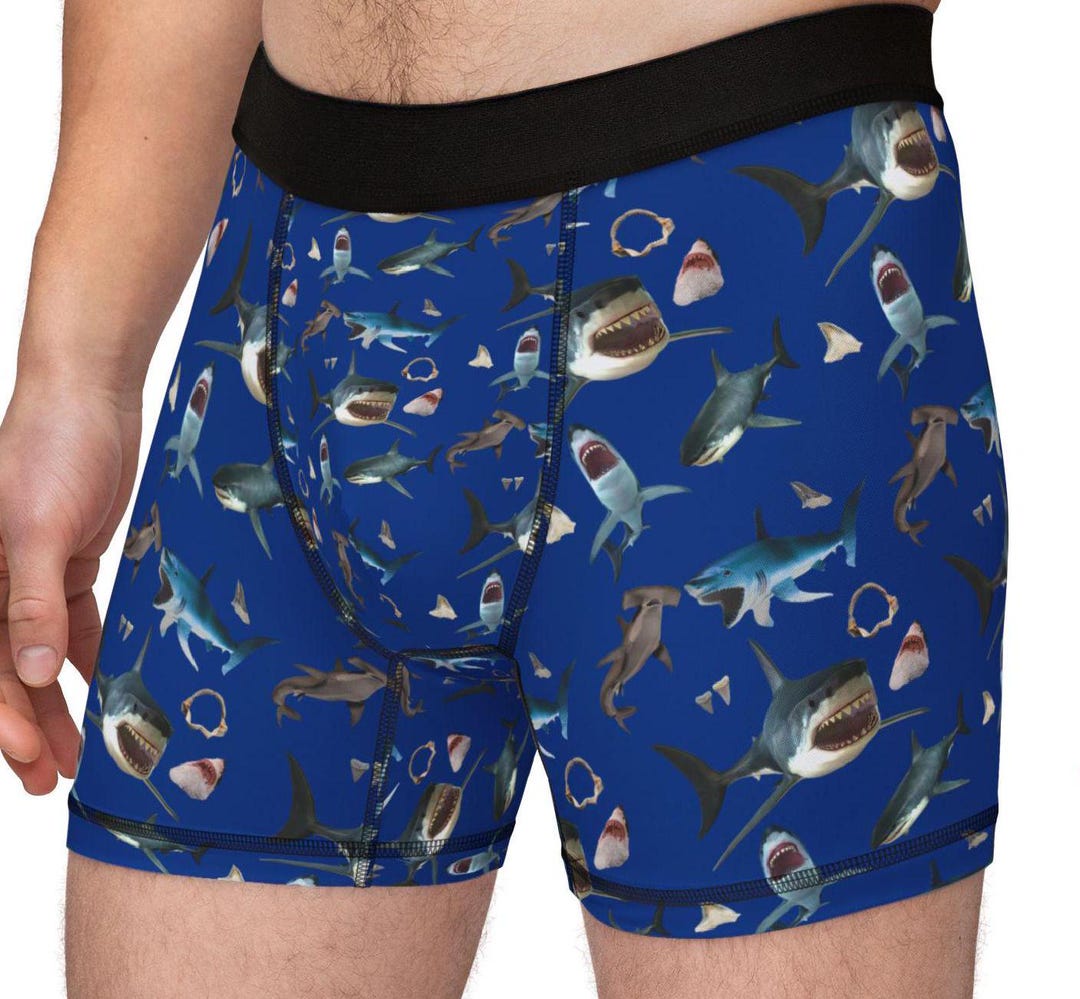 Vintage Retro Shark Mens Underwear | Blue Shark Gift Boxer | Perfect ...