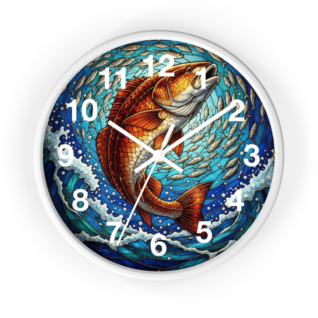 Redfish Wall Clock, Coastal Fishing Decor, Silent Movement Clock, Ocean ...