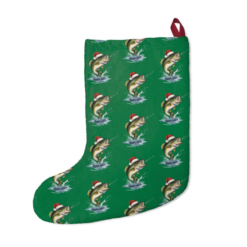 Personalized Bass Fishing Christmas Stocking: Lakehouse Holiday Decor ...