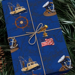 Nautical Gift Wrap: Marine-themed Boating Paper, USA Made - Etsy