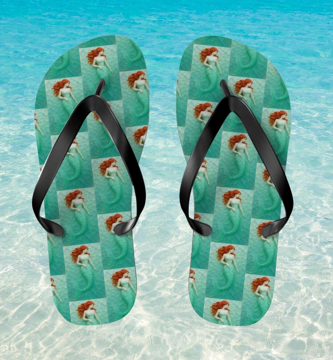 Mermaid Flip Flops, Summer Beach Sandal, Vacation Footwear, Fun Summer ...