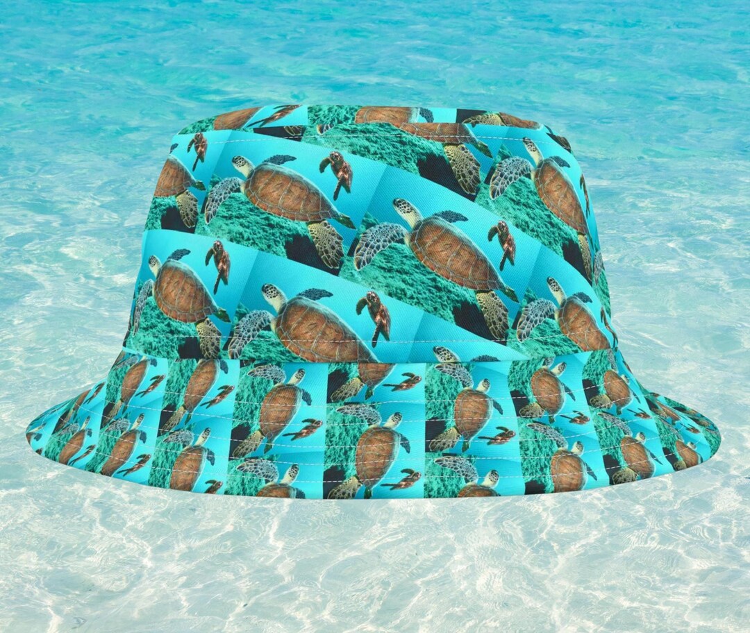 Sea Turtle Bucket Hat, Ocean Print Sun Hat for Fishing, Beach, Hiking ...