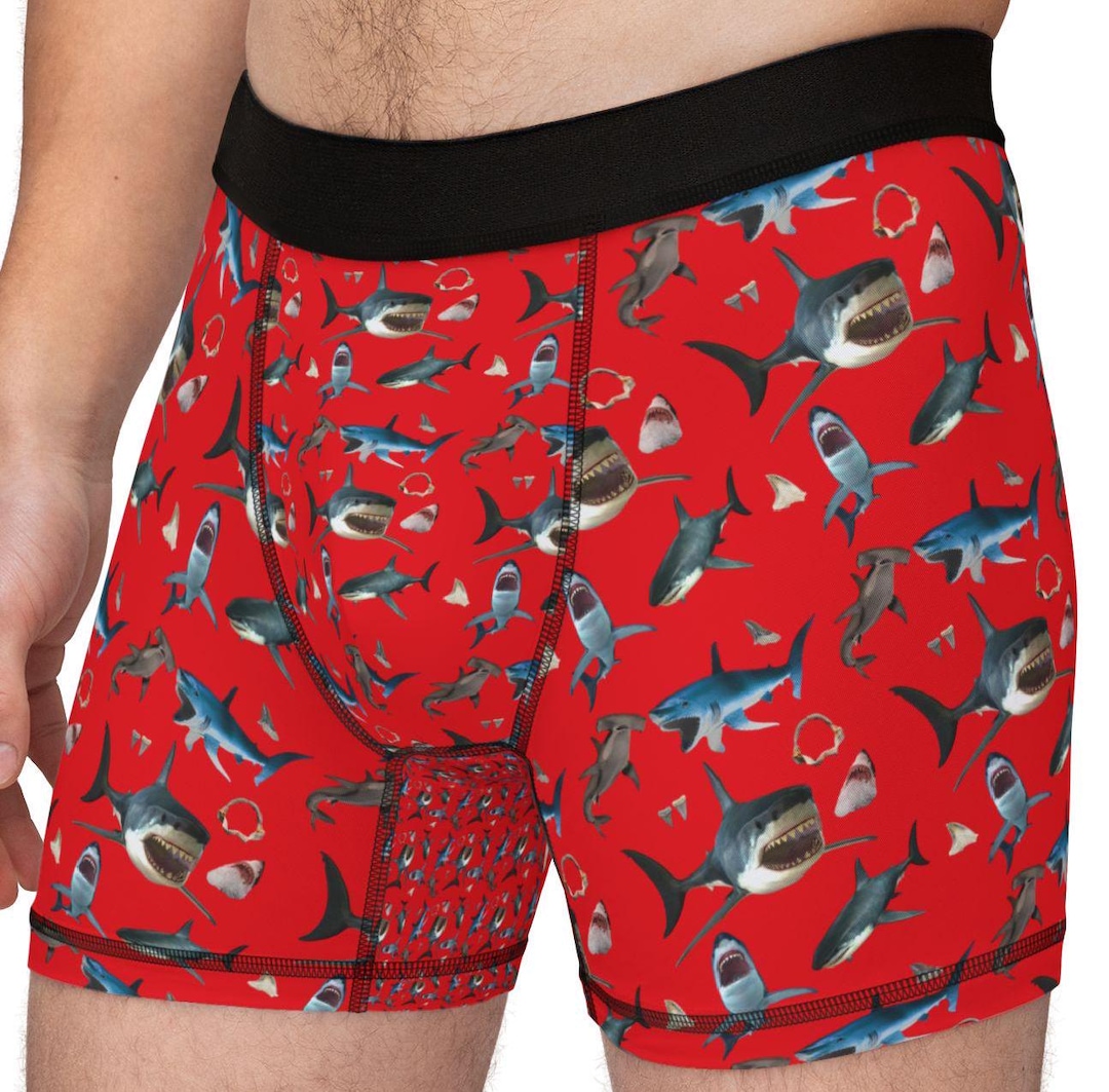 Vintage Retro Shark Mens Underwear | Red Shark Gift Boxer | Perfect for ...