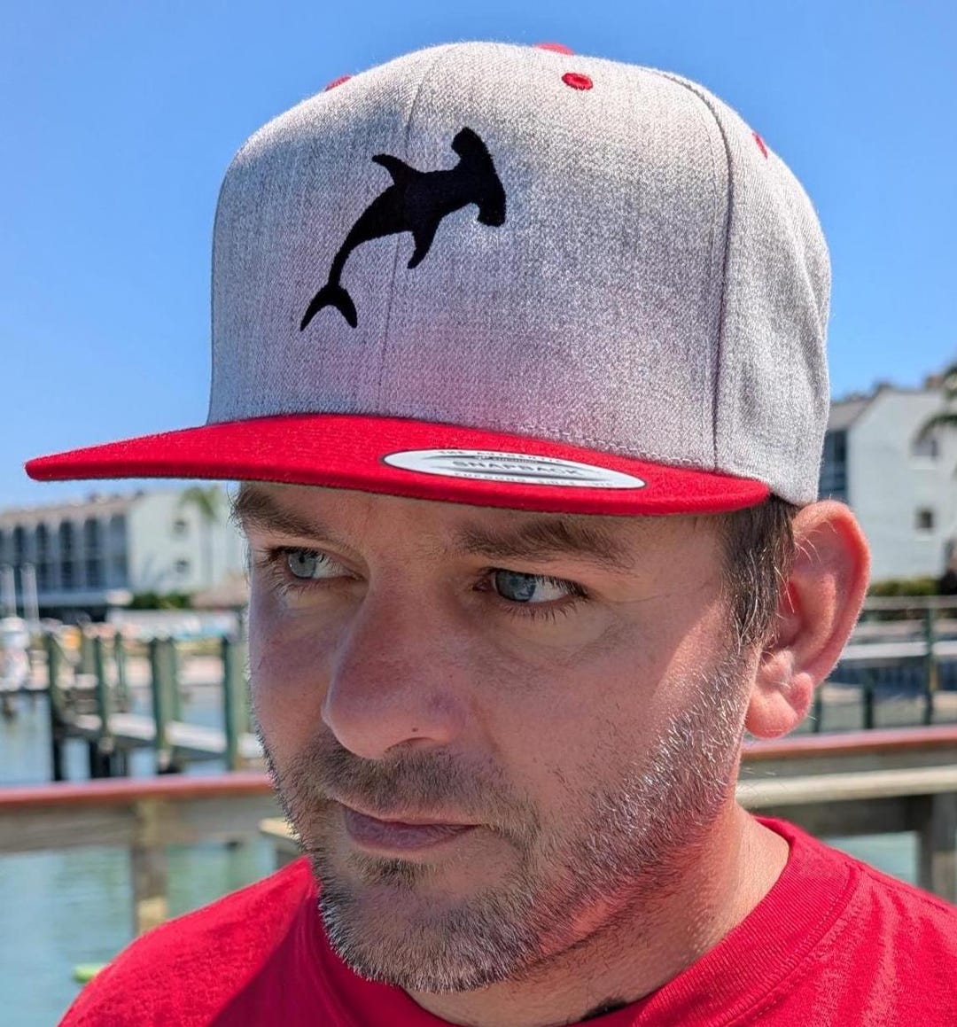 Embroidered Hammerhead Shark Snapback Hat: Coastal Angler Streetwear - Etsy