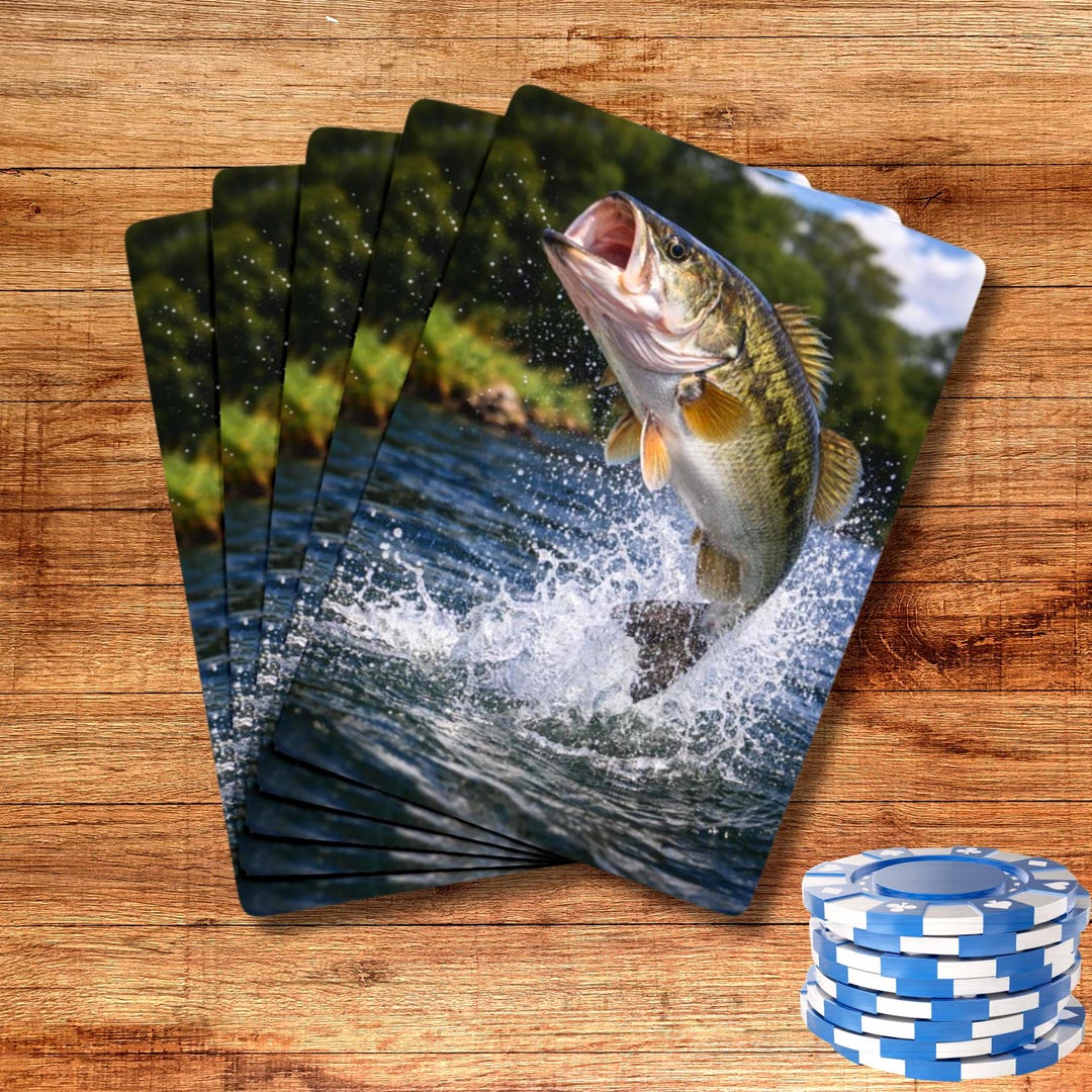 Largemouth Bass Playing Cards, Freshwater Fishing Deck, Bass Angler ...