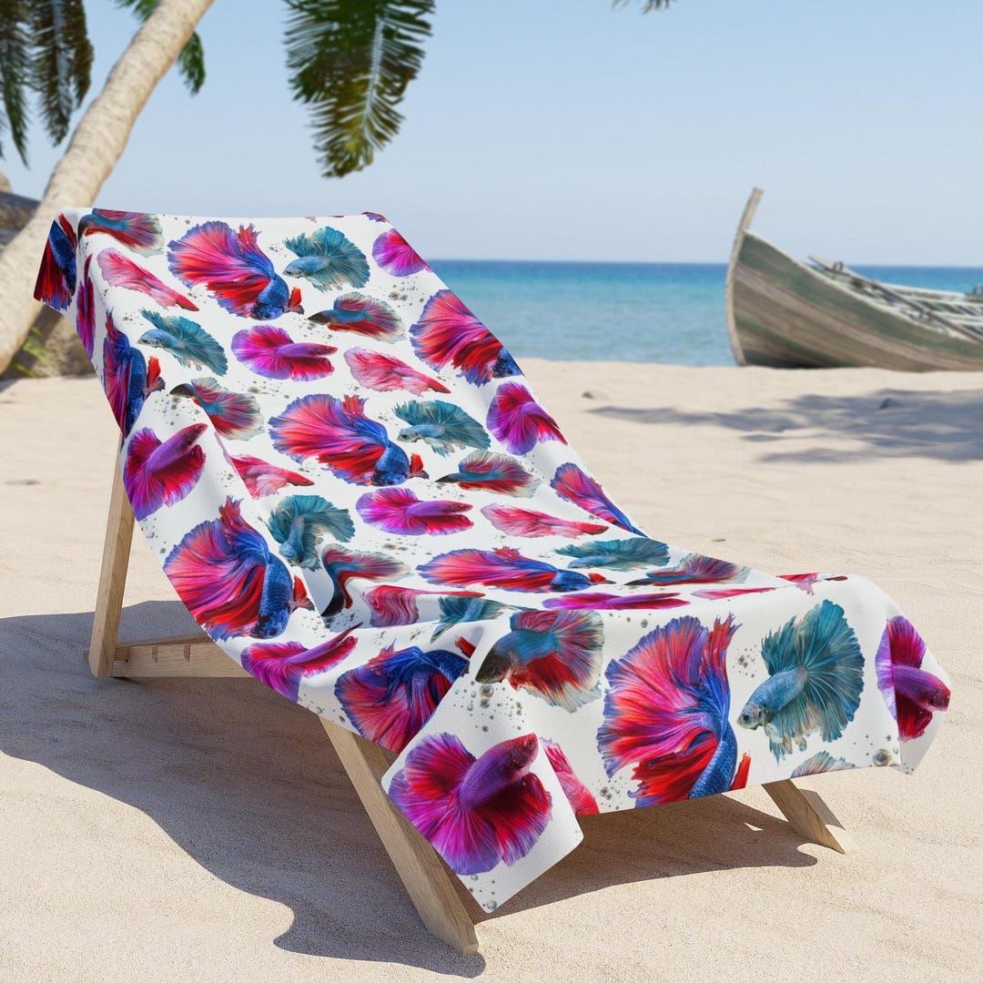 Colorful Beta Fish Beach Towel, Summer Gift, Fish and Beach Lovers ...