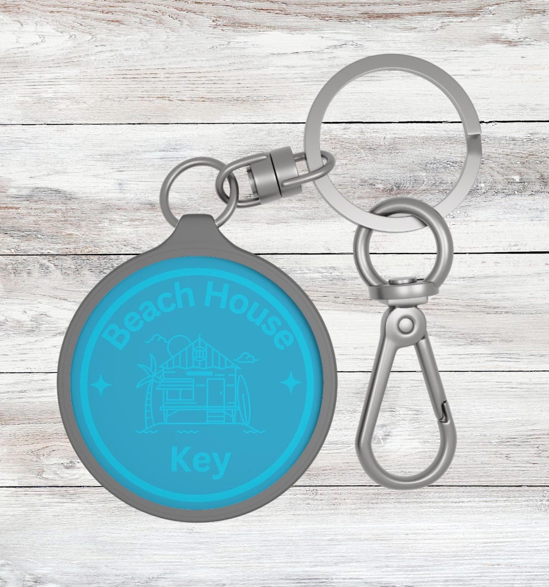 Beach House Keychain, Rustic Lake House Key Ring - Etsy