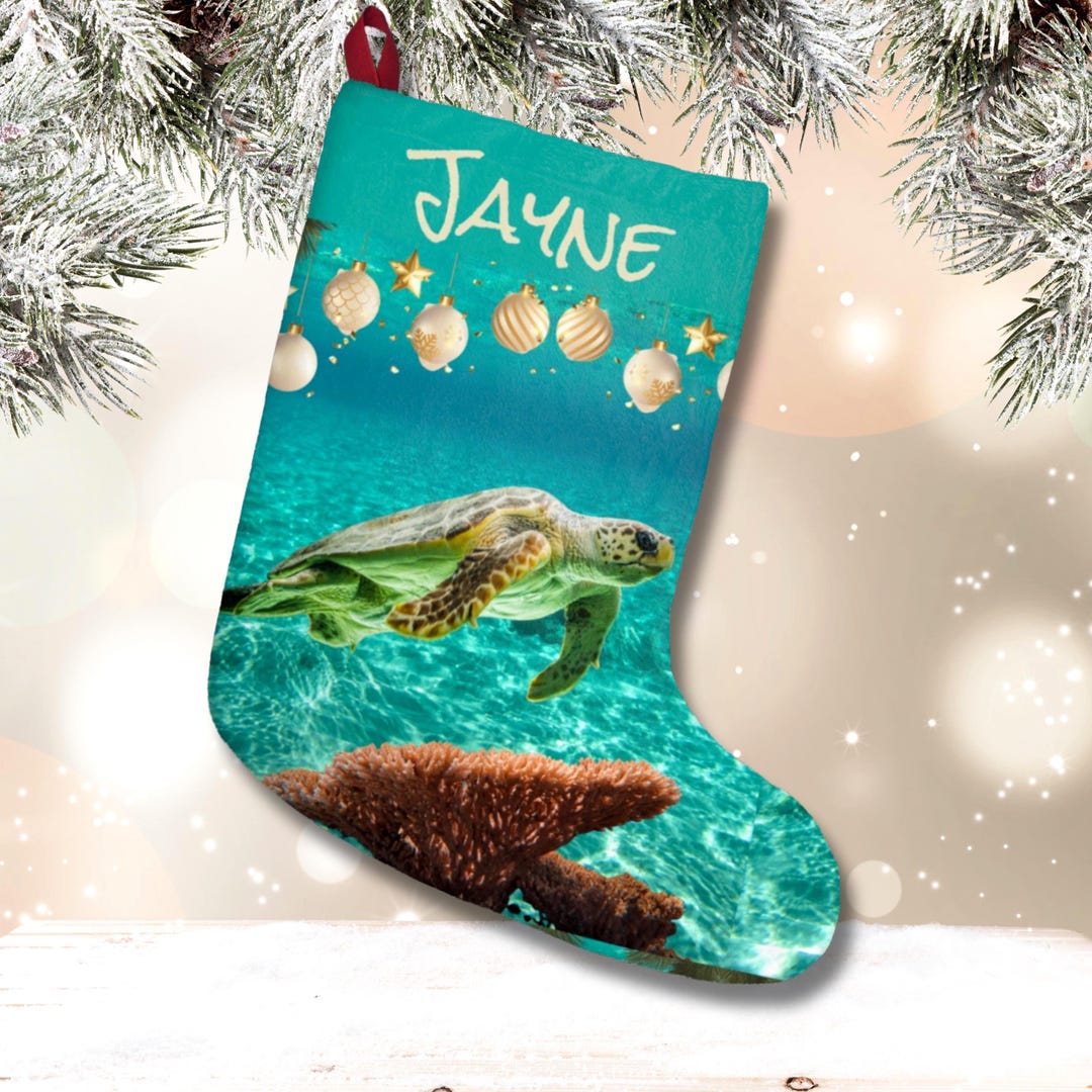 Personalized Sea Turtle Christmas Stocking, Oversized Plush Stocking ...