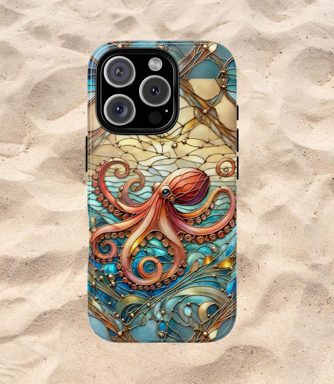 Stained Glass Octopus iPhone Case, Octopus Lovers, Beach Vibes Phone ...