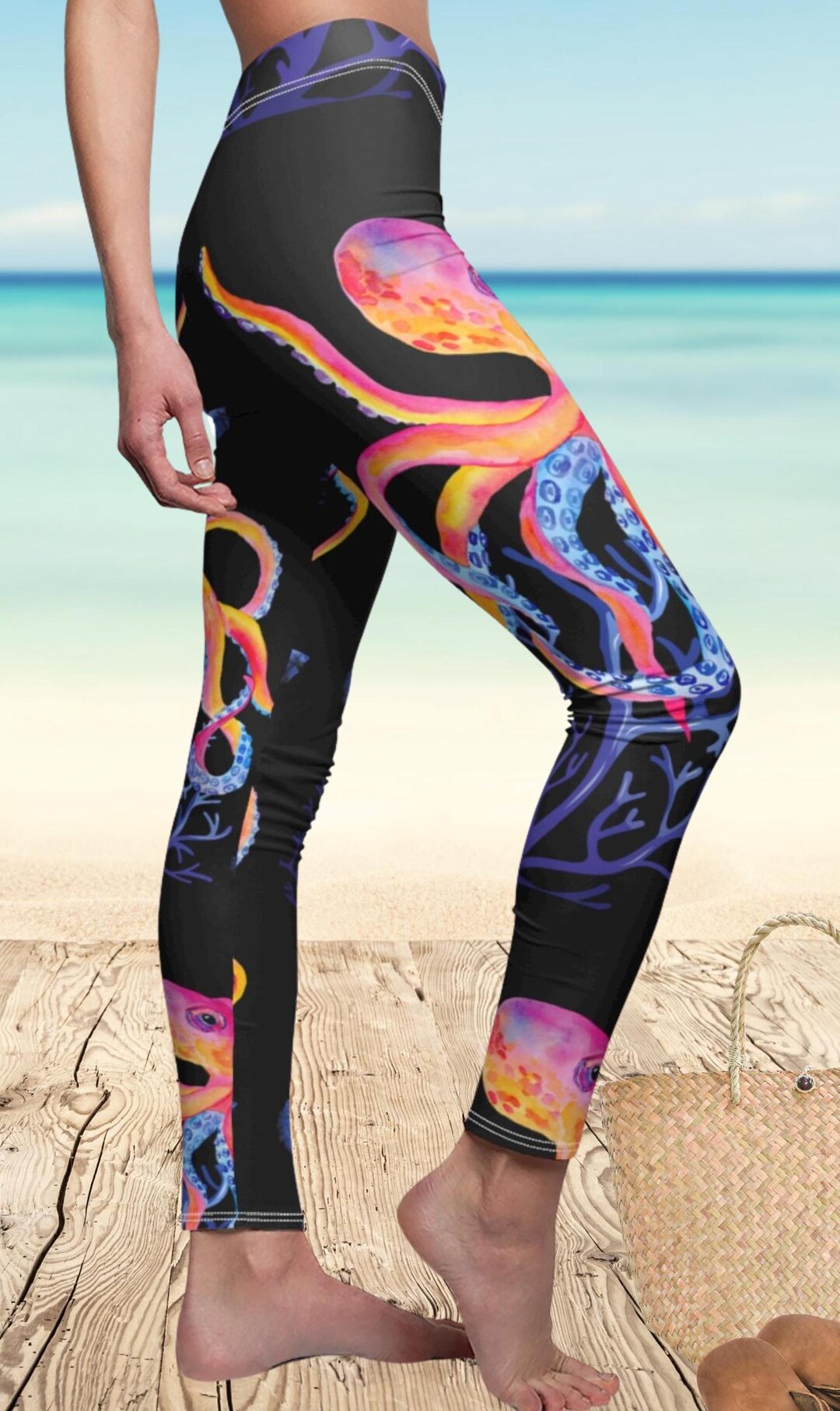 Super Cute Octopus Leggings, Beachy Vibes Yoga Pants, Gift Ocean Lovers ...