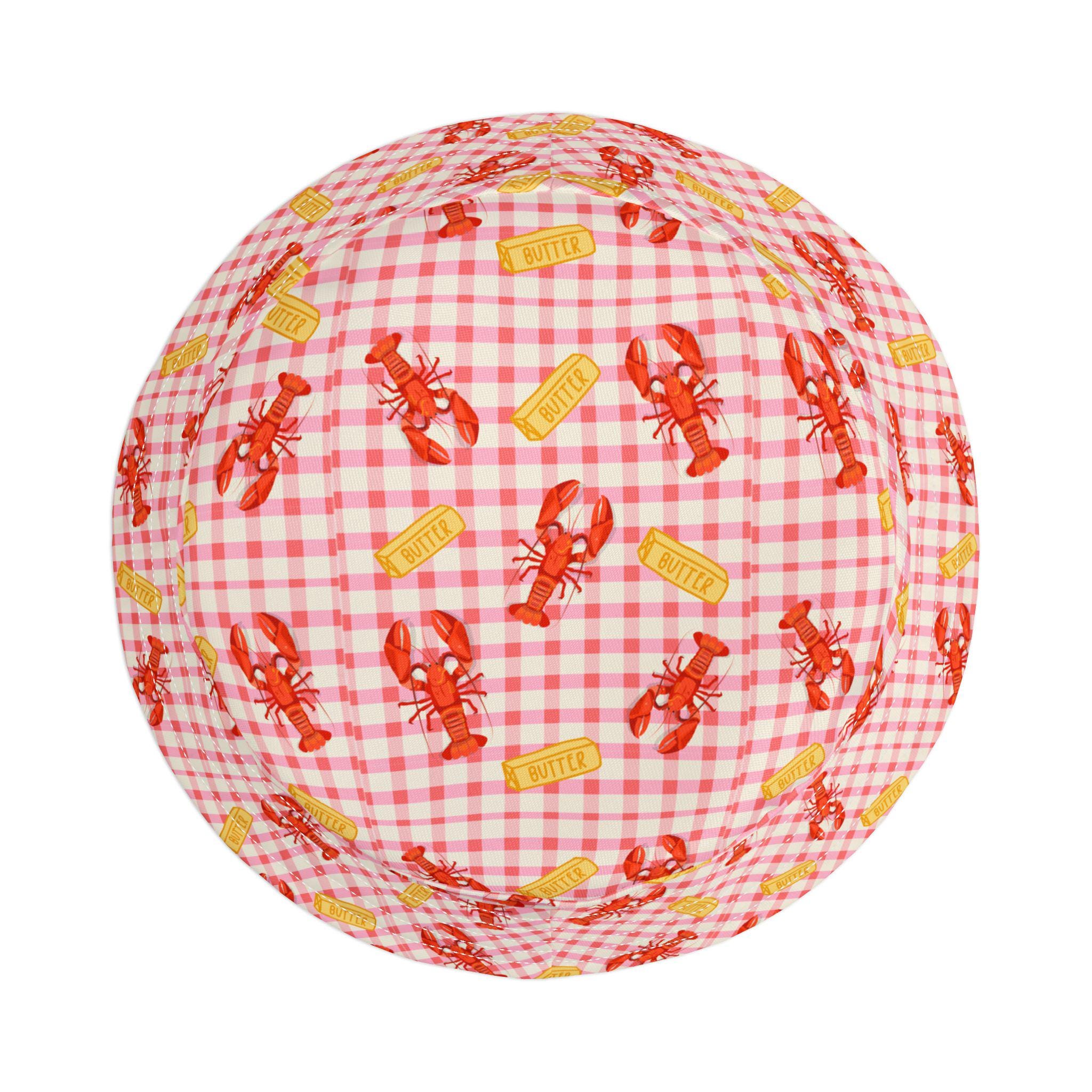 Gingham Lobster and Butter Bucket Hat, Summer Vacation Seafood Lover ...