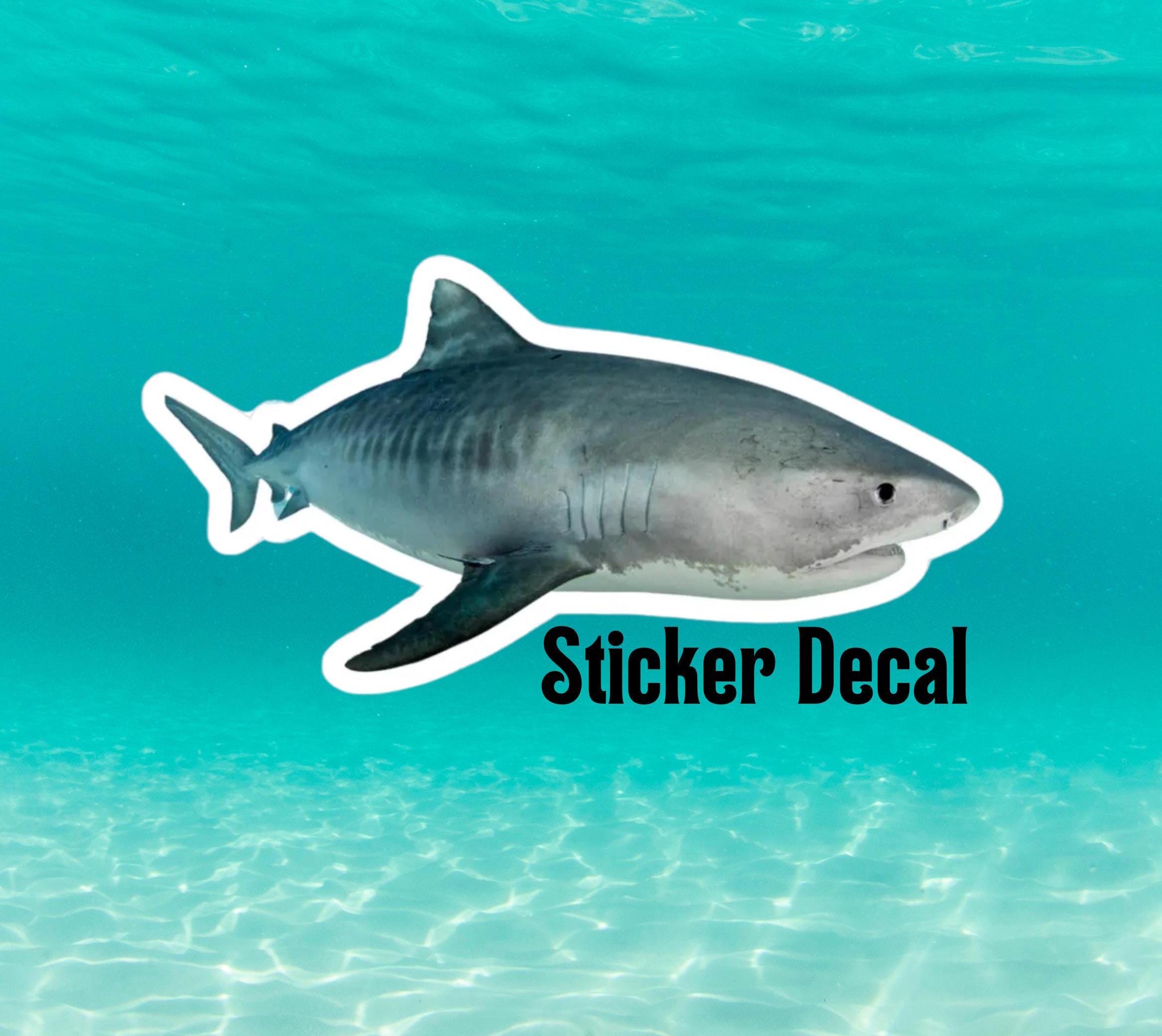 Tiger Shark Decal, Realistic Shark Sticker, Waterproof UV Resistant ...