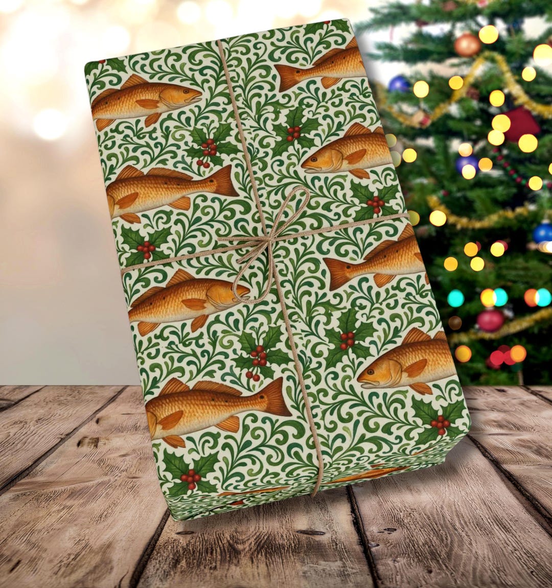 Redfish Christmas Wrapping Paper | Fishing Saltwater Redfish Pattern ...
