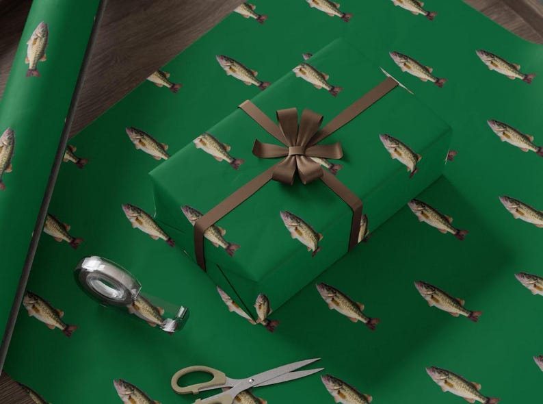 Bass Fishing Wrapping Paper, Fish Gift Wrap for Anglers, Bass Gift Wrap ...
