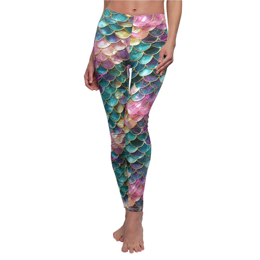 Mermaid Scales Leggings, Beach Girl Yoga Pants, Boating Running Tights ...