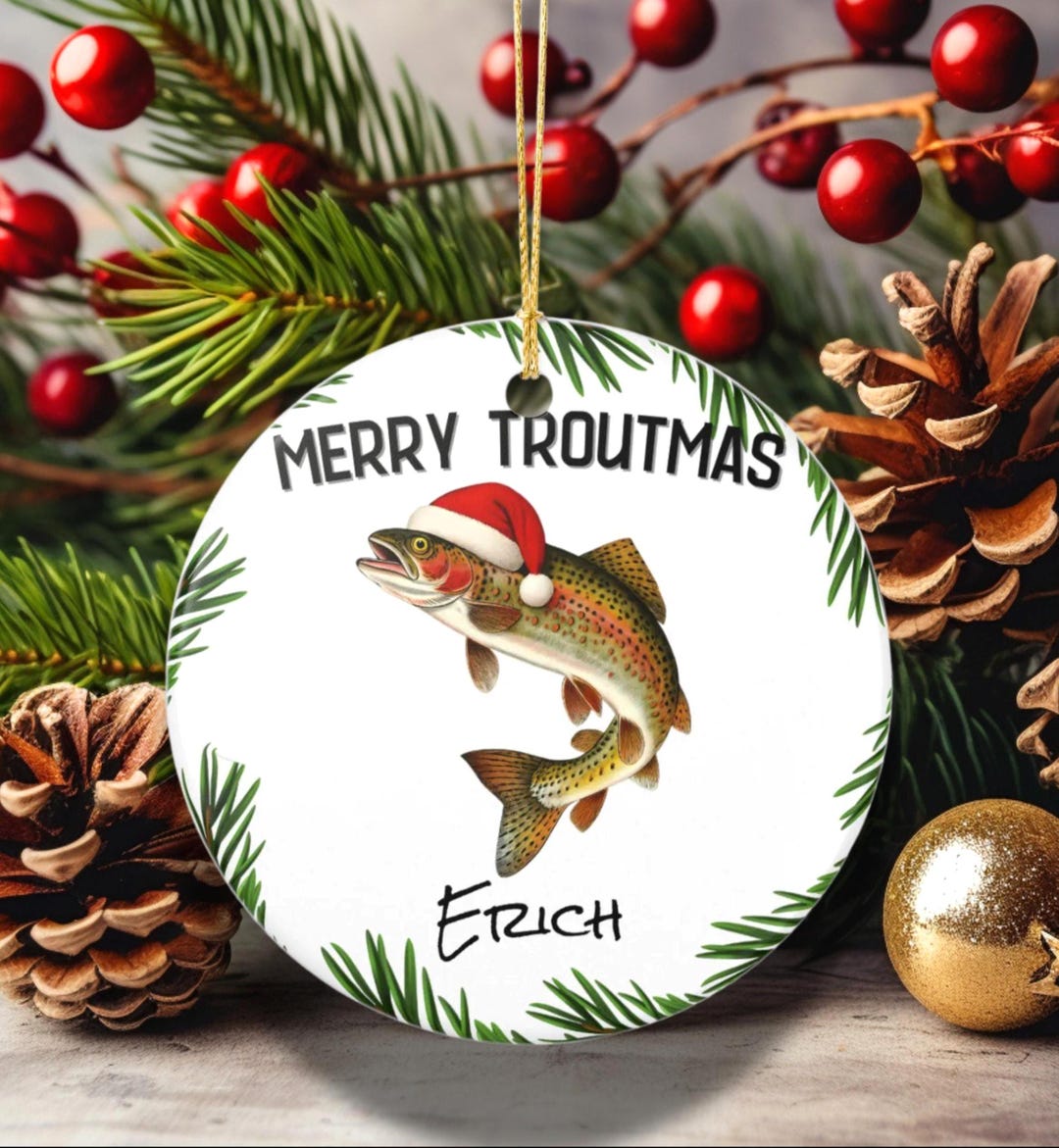 Personalized Trout Fishing Ornament – Merry Troutmas Christmas Gift ...