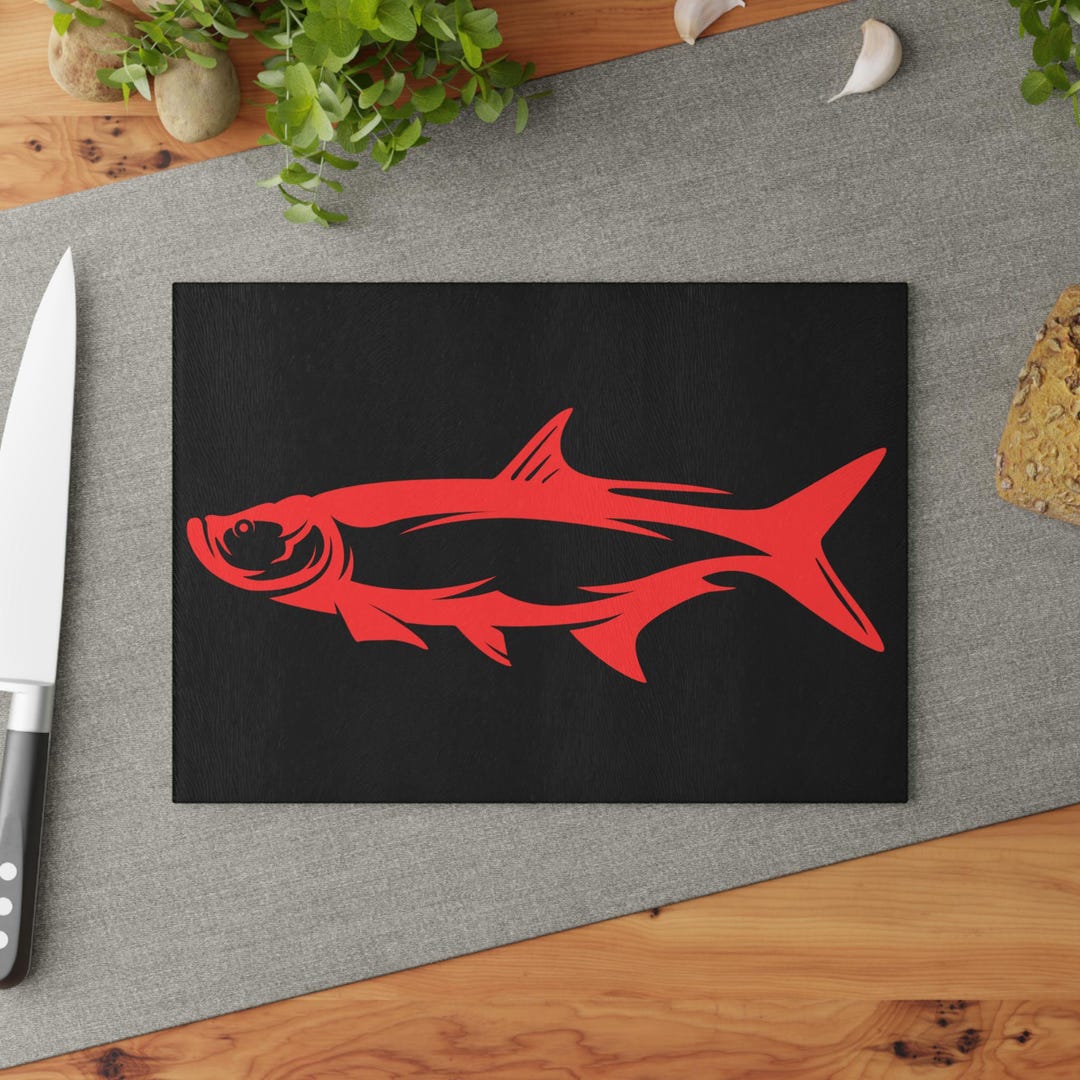 Tarpon Cutting Board Glass Fish Design, Fishing Gift, Coastal Kitchen ...