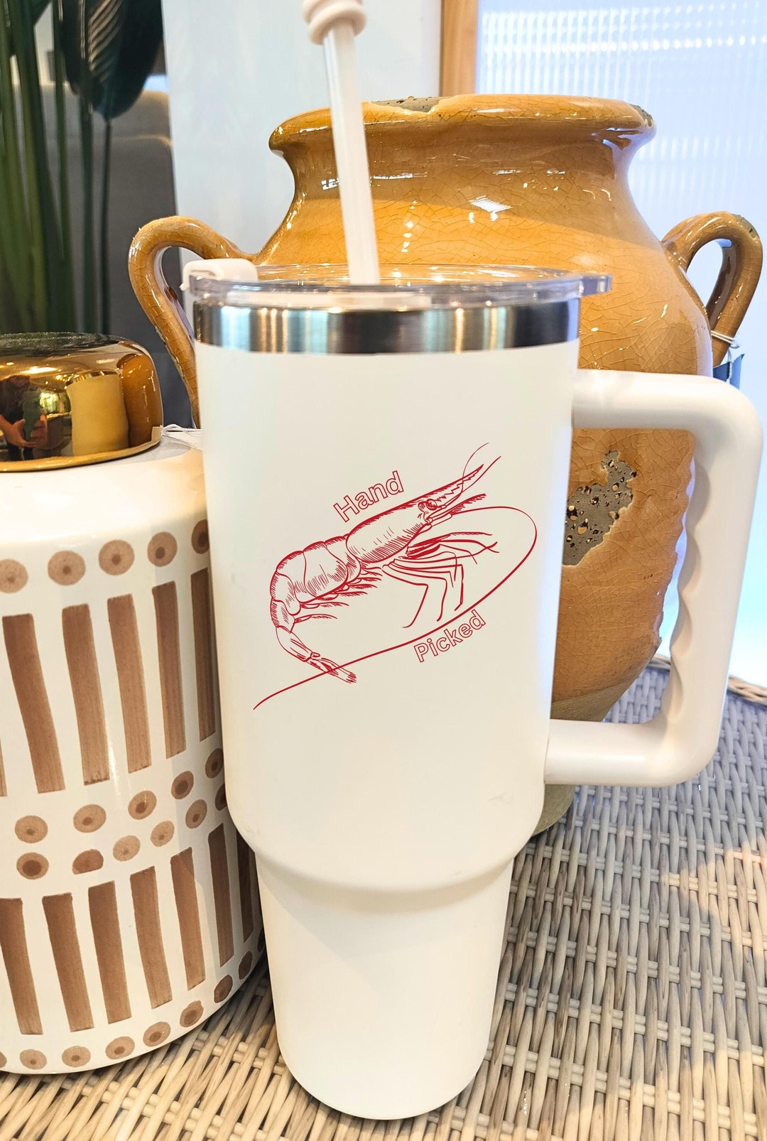 Hand Picked Live Fresh Shrimp Bait Tumbler, Fisherwomen Fishing Travel ...
