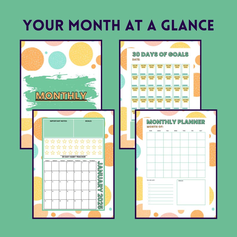 2025-2026 Goal Planner: Monthly, Weekly, Daily Trackers (PDF) - Etsy