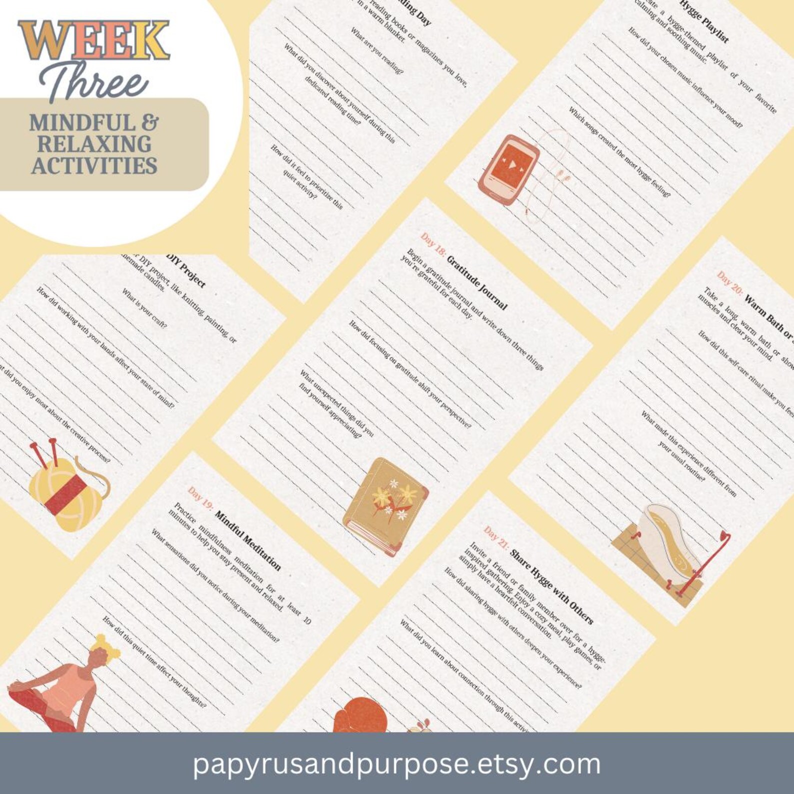 21-day Hygge Challenge Journal | Self Care Planner | Cozy Living Guide | Daily Prompts ...