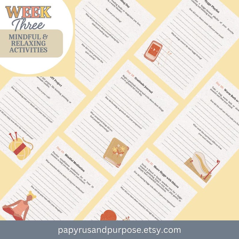 21-day Hygge Challenge Journal | Self Care Planner | Cozy Living Guide ...