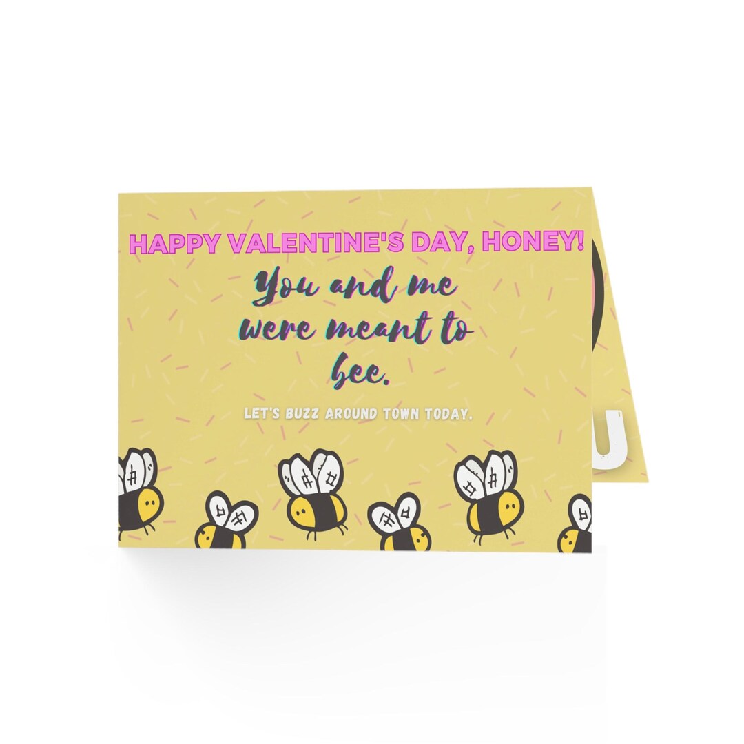 Bee-themed Valentine’s Day Card – Cute Greeting Cards for Him or Her (1 ...