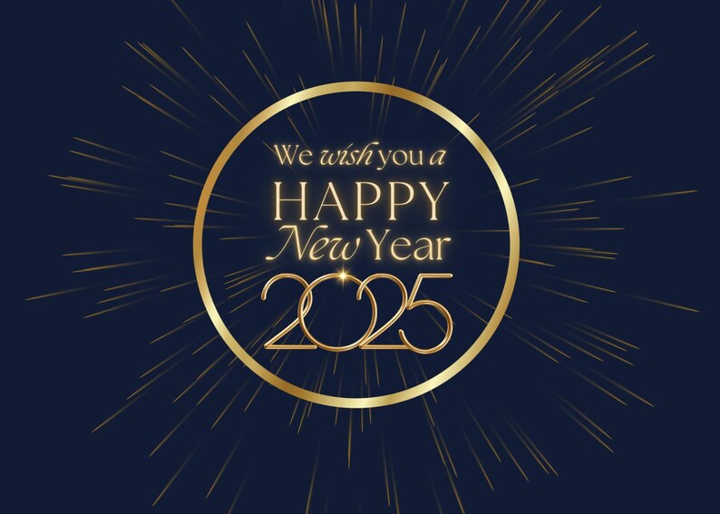 Luxury 2025 New Year Greeting Cards Gold Holiday Cards, Personalized ...