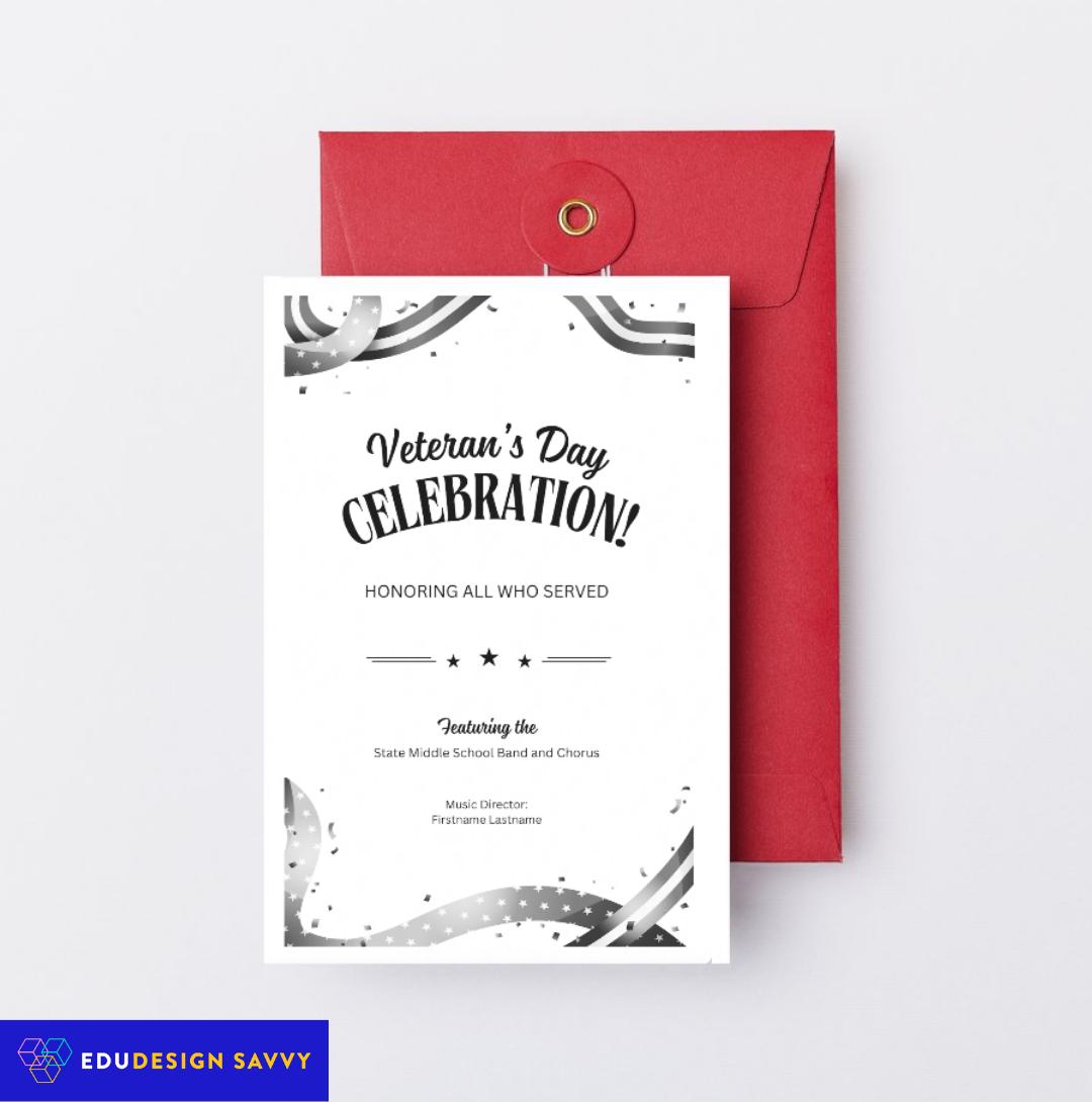 Editable Veterans Day | Memorial Day | Patriotic Concert Program Event ...