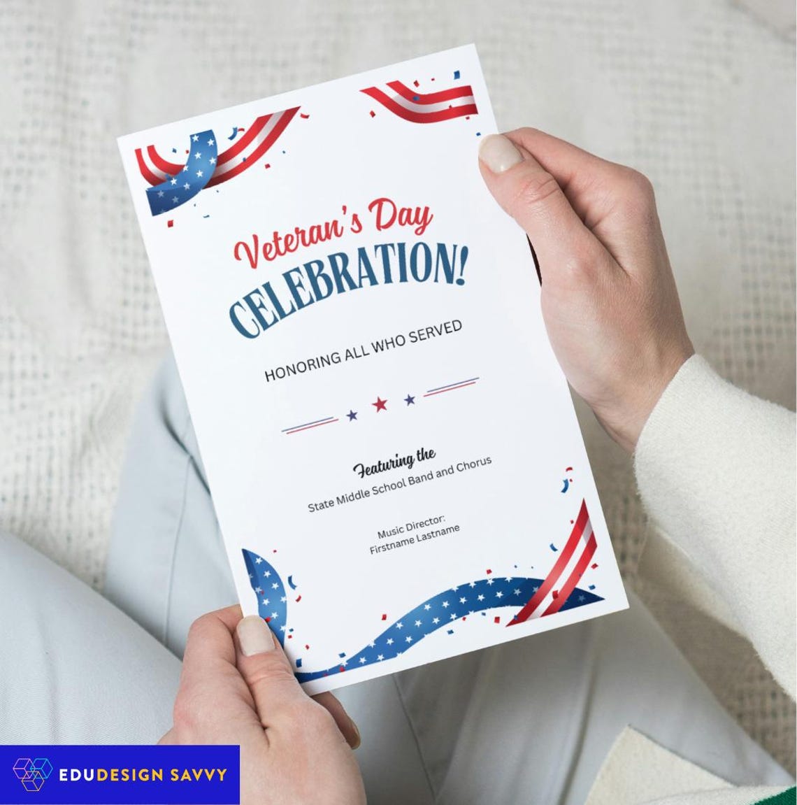 Editable Veterans Day | Memorial Day | Patriotic Concert Program Event ...