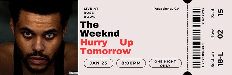 Hurry up Tomorrow the Weeknd Commemorative Laminated Ticket - Etsy