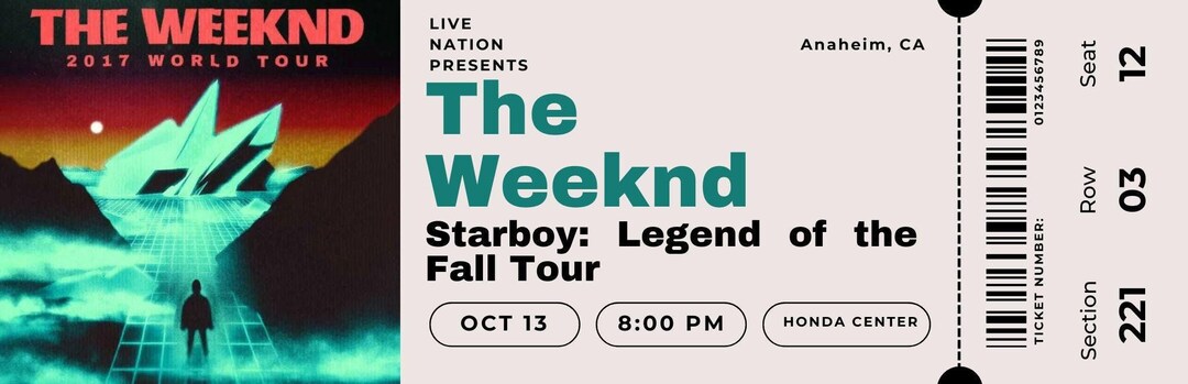 The Weeknd Starboy World Tour Commemorative Laminate Ticket - Etsy