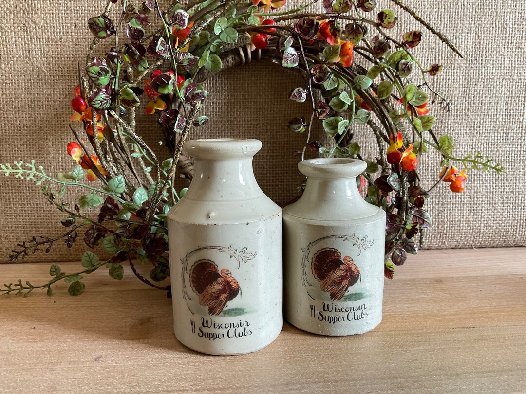 Antique English Stoneware Ink Pot Turkey Image Transfer - Etsy