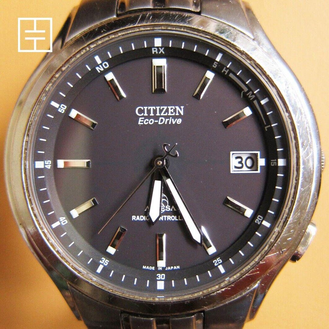 CITIZEN Eco-drive Solar Attesa Men's Titanium Watch W/ Black Dial JAPAN ...