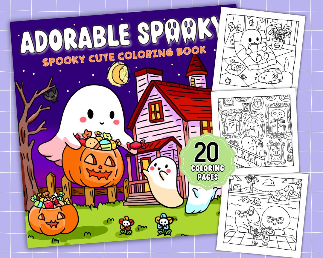 Adorable Spooky Coloring Pages, 20 Cozy and Cute Spooky Scenes ...
