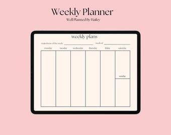 Minimalist Digital Weekly Planner - Etsy