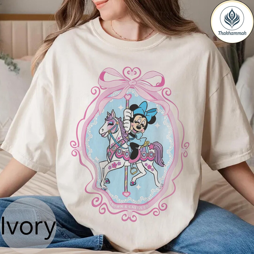 Retro Minnie Mouse Carousel Comfort Color Shirt, Cute Pastel Disney Tee ...