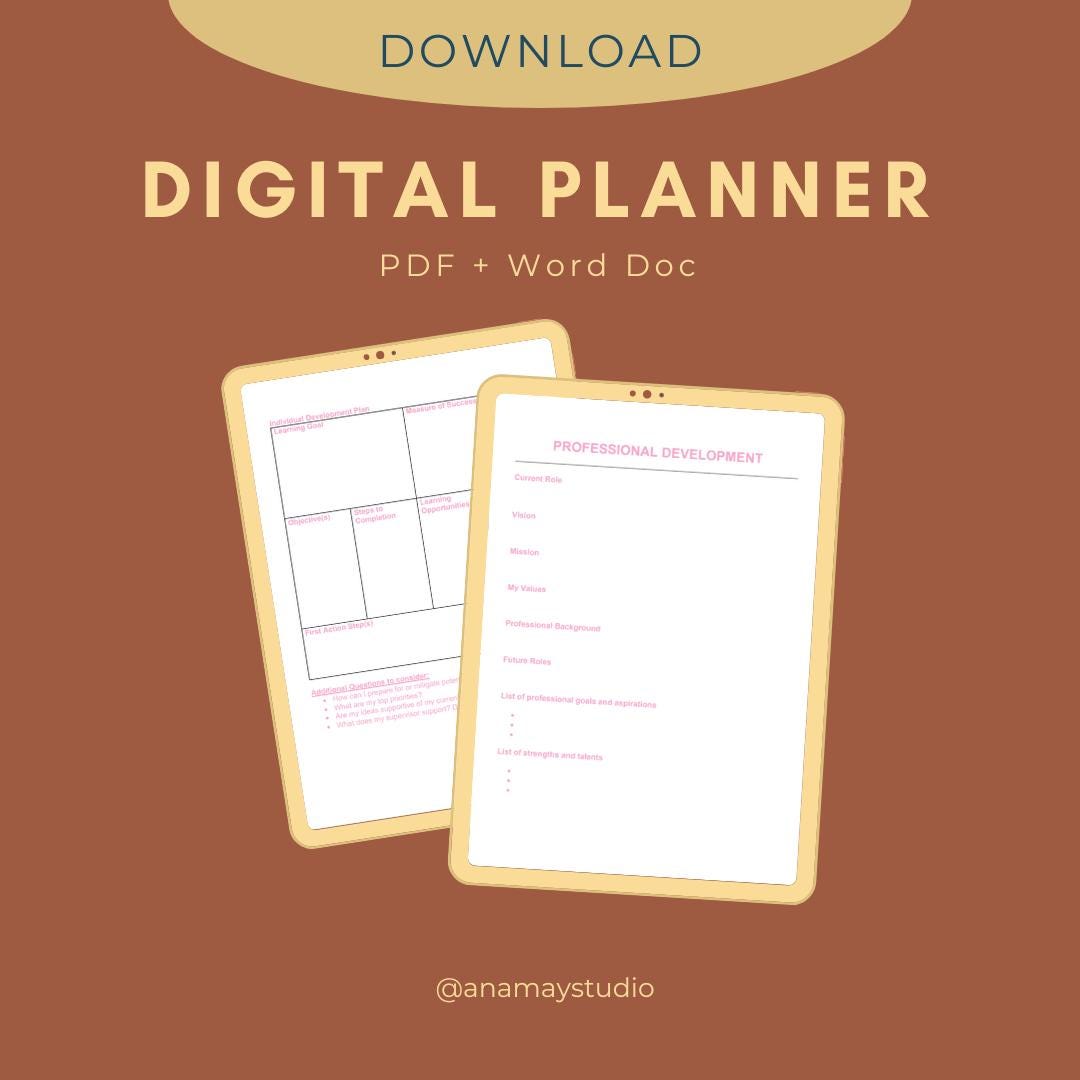 Pink Professional Development Planner for Women | 5-year Career Vision ...