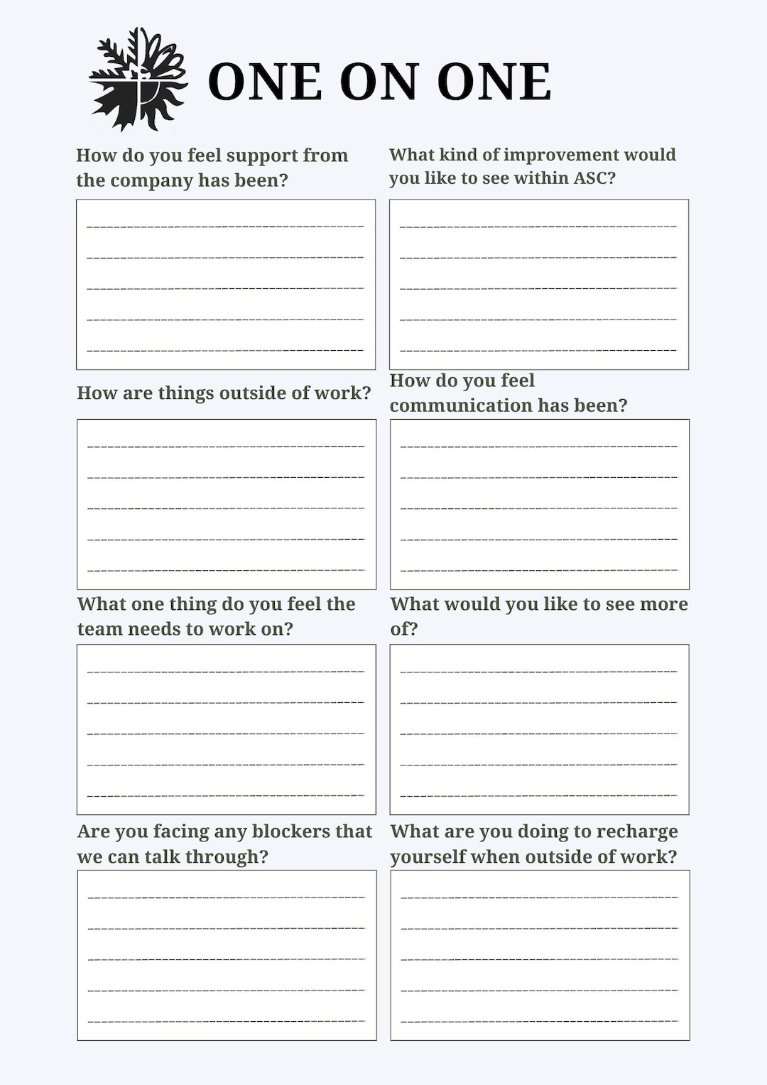 Employee One-on-one Meeting Template | Editable Canva Design | Instant ...