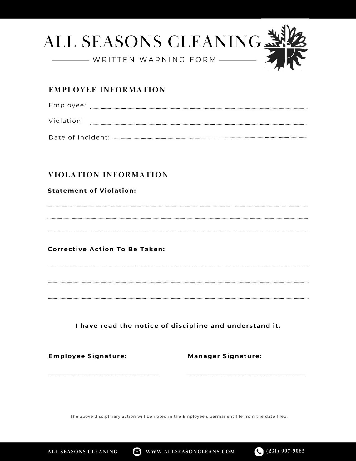 Employee Written Warning Form Template | Editable Canva Design ...