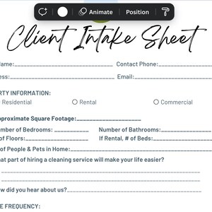 Cleaning Service Client Intake Form Template | Editable Canva Template ...