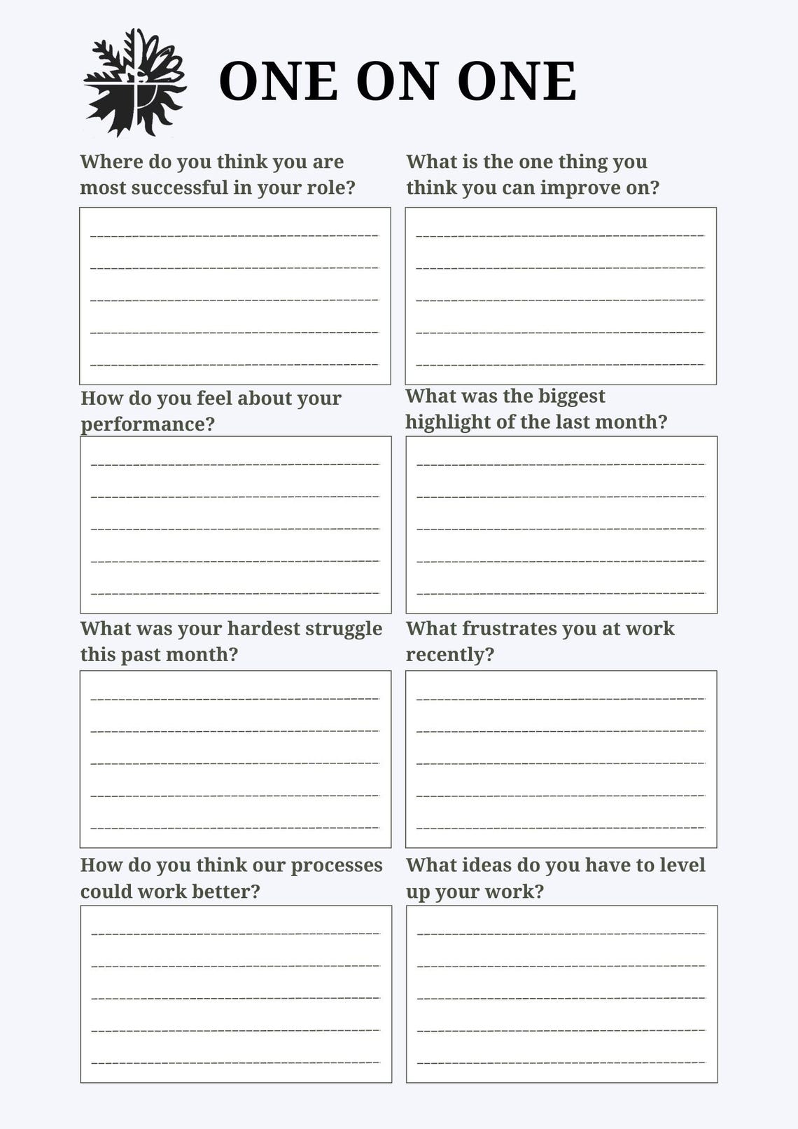 Employee One-on-one Meeting Template | Editable Canva Design | Instant ...