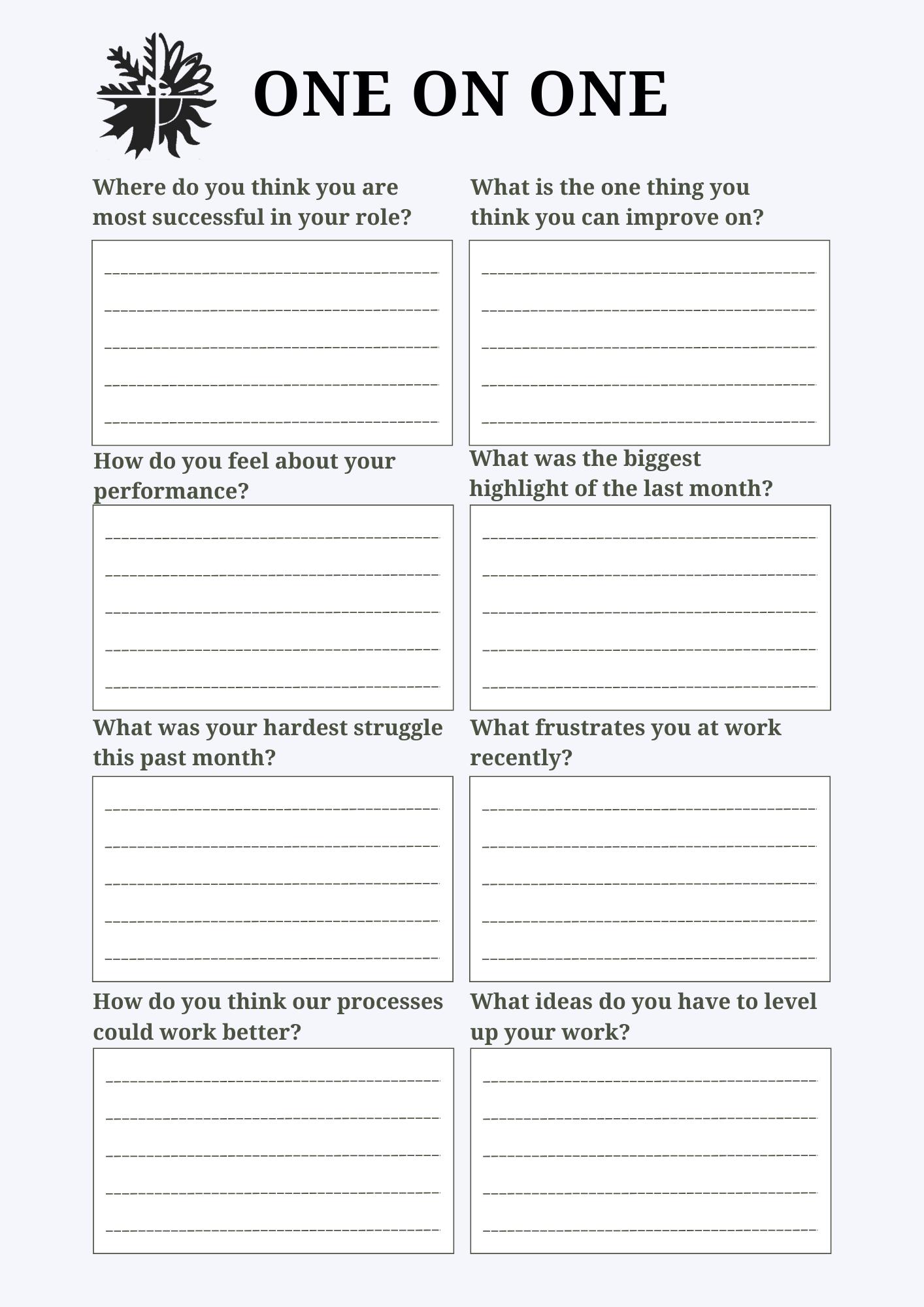 Employee One-on-one Meeting Template | Editable Canva Design | Instant ...