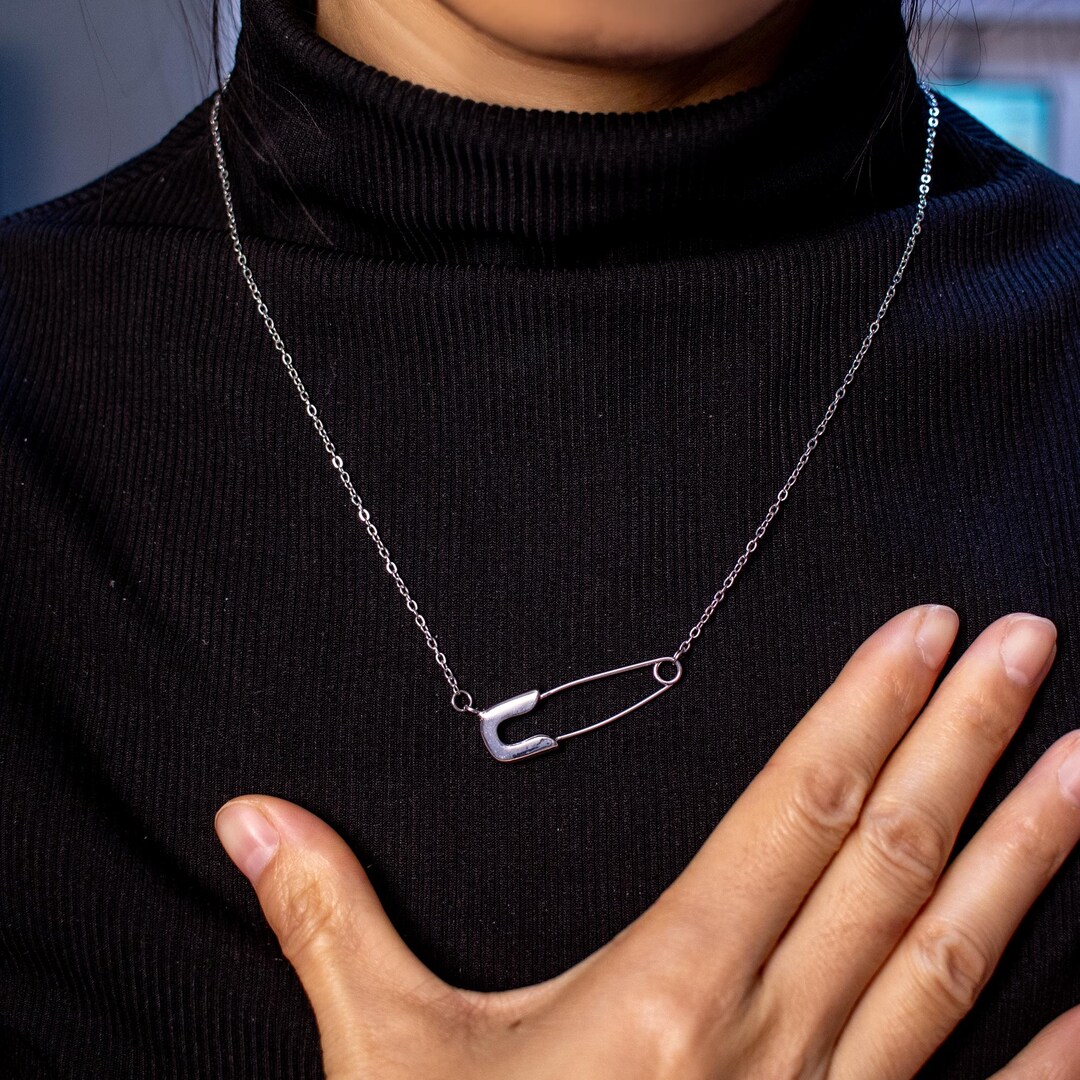 Gold Safety Pin Necklace Stand Together Solidarity Charm Safety Pin ...