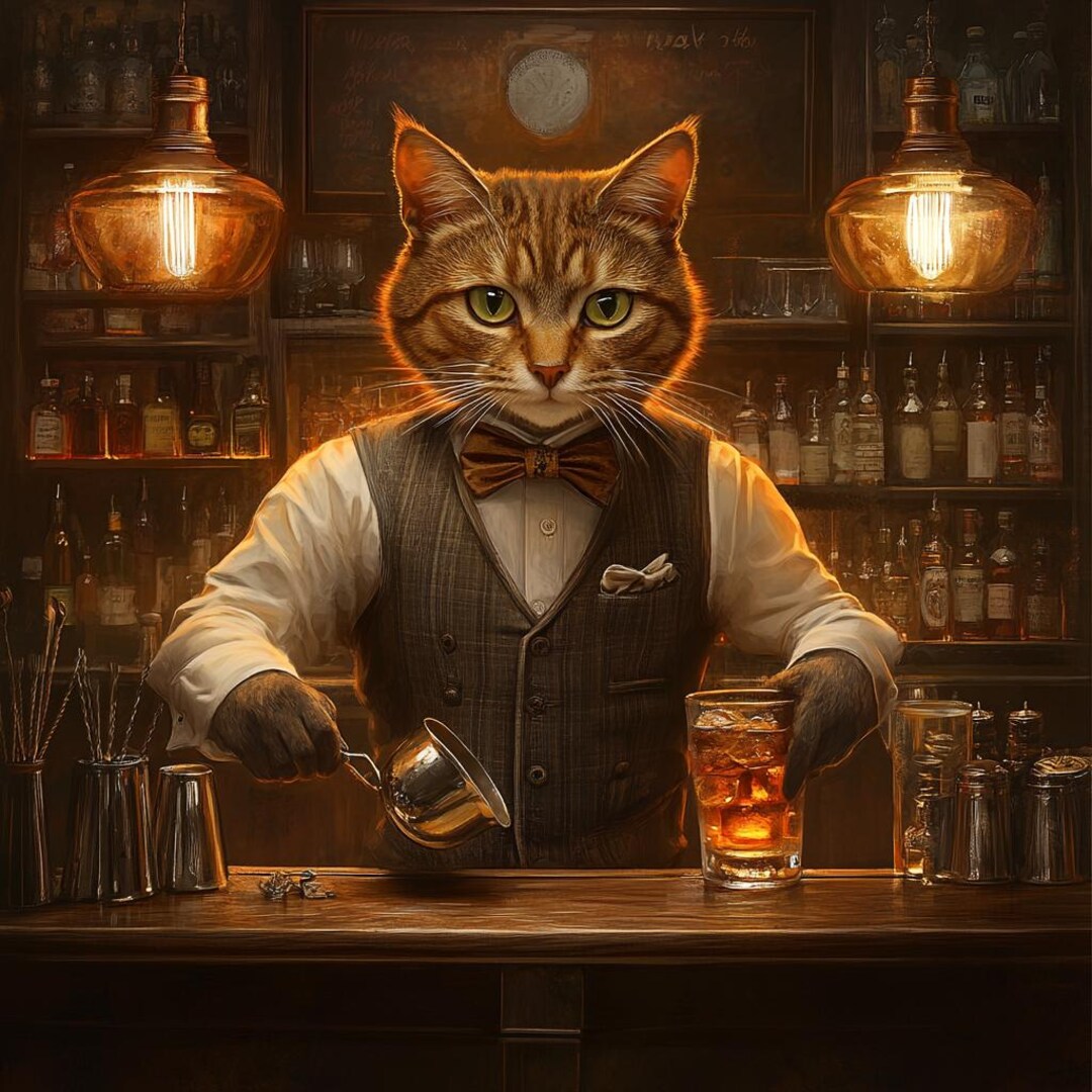 Custom Pet Bartender Canvas Wrap, Pet Portrait Canvas, Dog Bartender ...