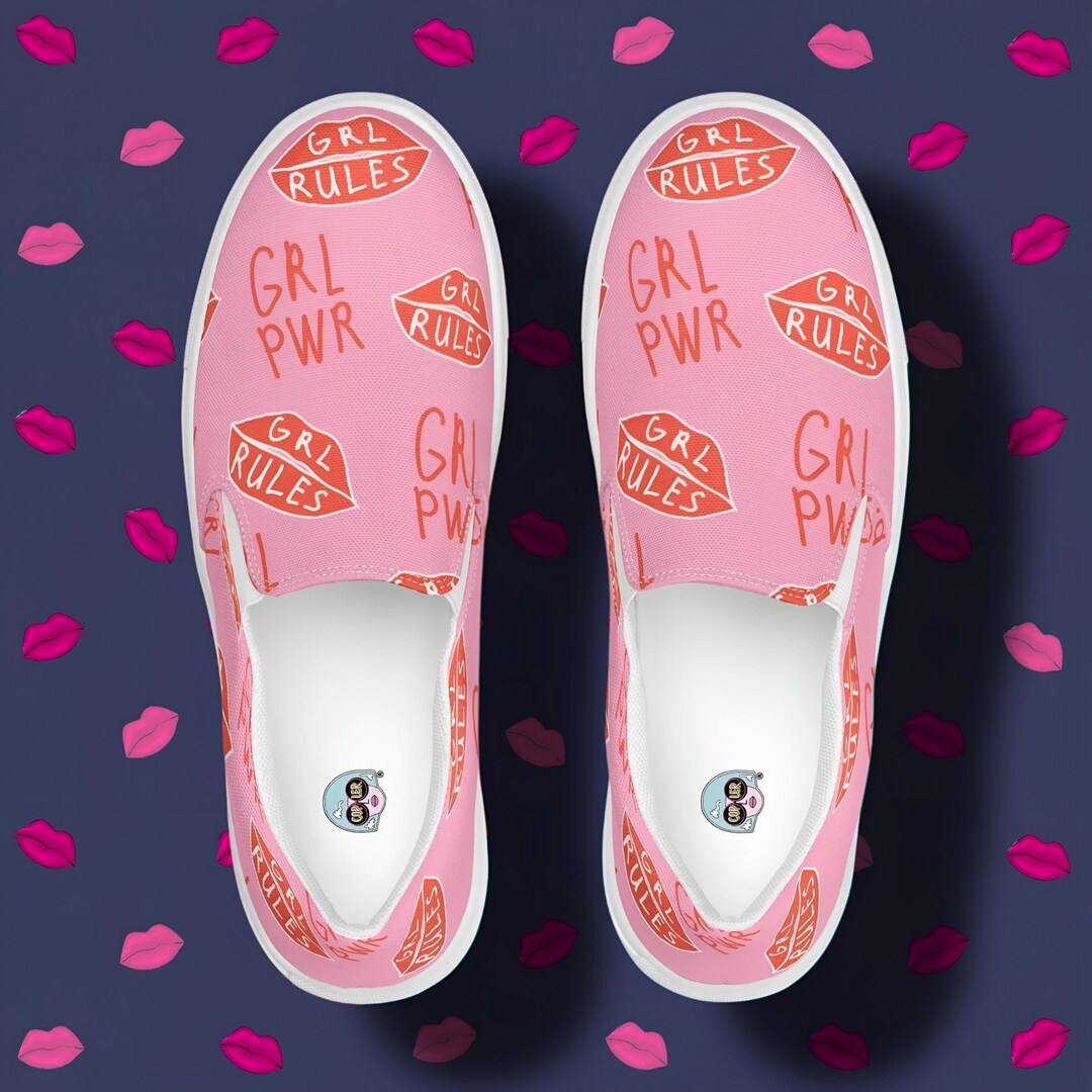 Women’s Cute Lips Slip-on Canvas Shoes, Women's Casual Shoes, Slip-on ...