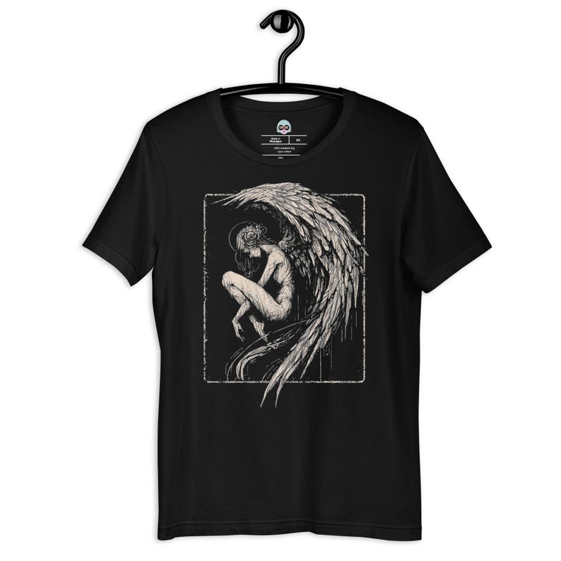 Gothic Angel Wings T-shirt: Unisex Black Tee - Etsy