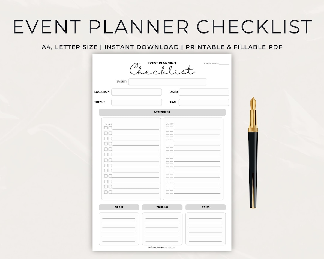 Minimalist Event Planning Checklist Template Printable & Fillable ...