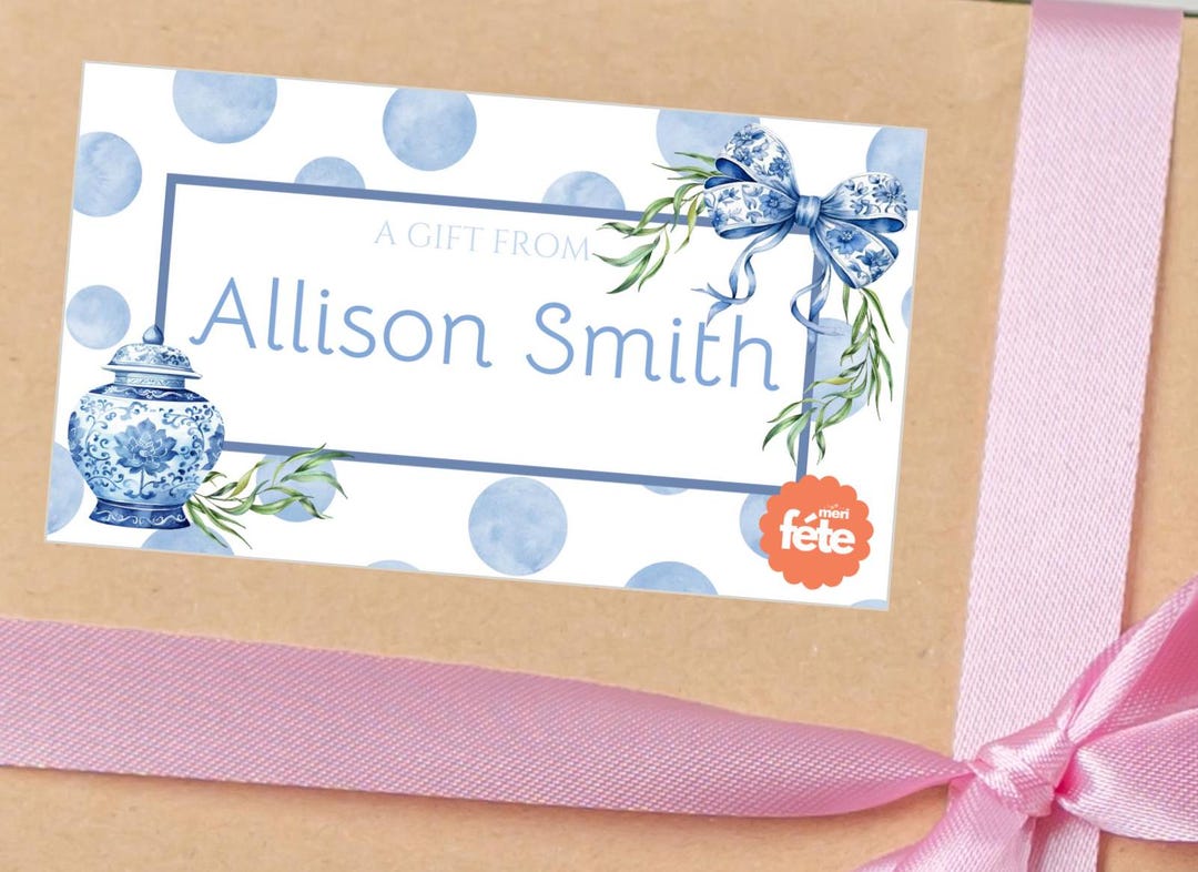 Personalized Enclosure Cards, Enclosure Cards, Gift Tags, Blue White ...