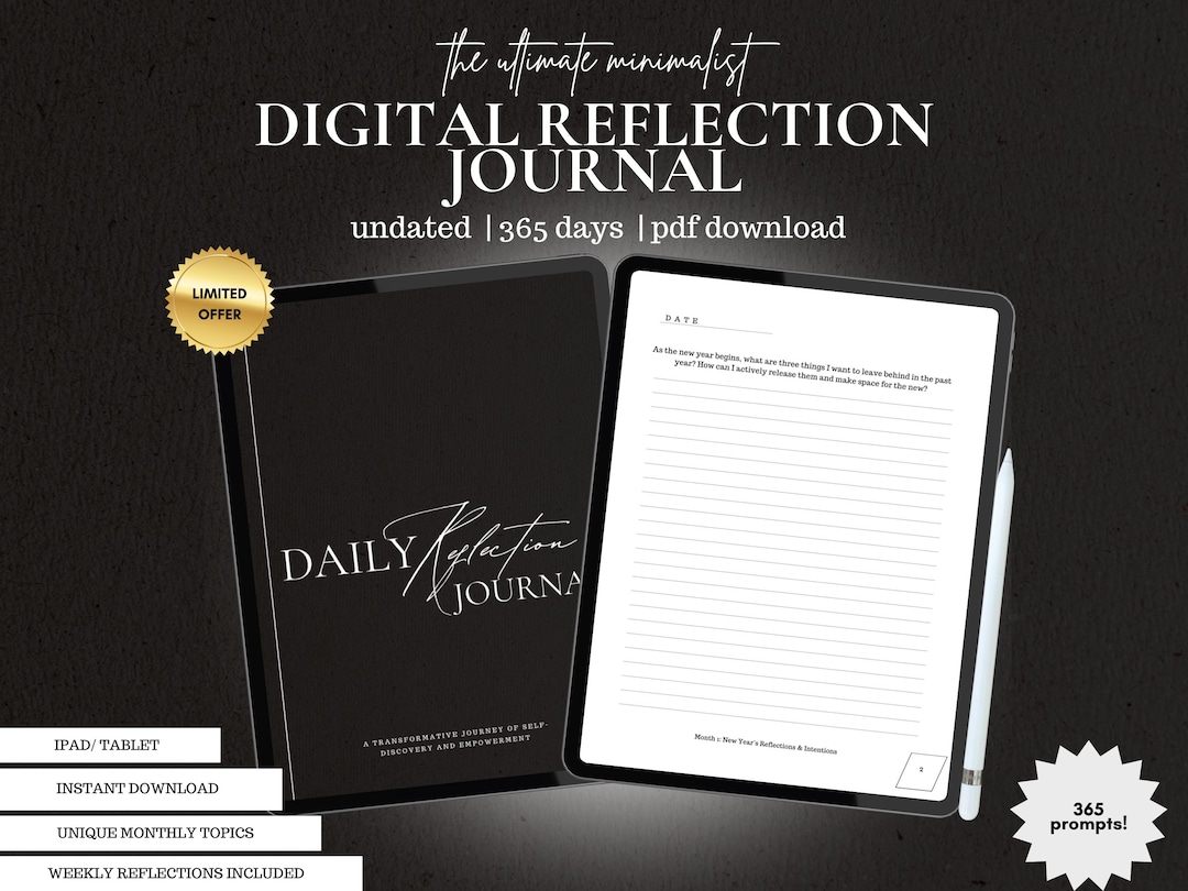Digital Daily Reflection Journal, Minimalist Design Journal Template ...