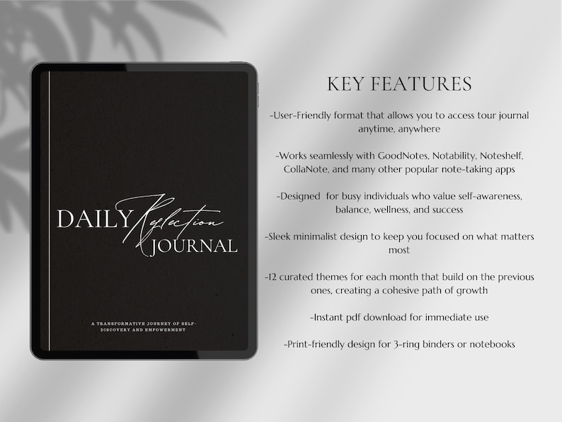 Digital Daily Reflection Journal, Minimalist Design Journal Template ...